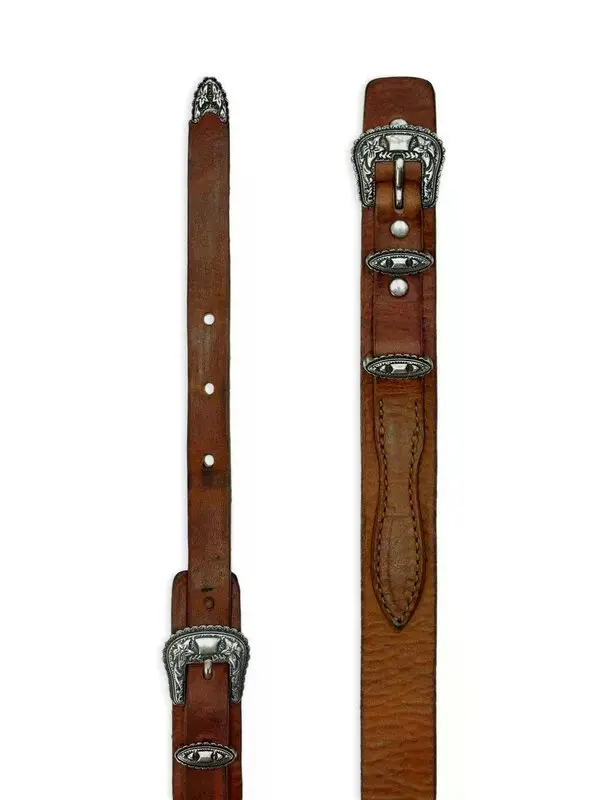 FORTELA Leather Double-buckle Belt - Brown