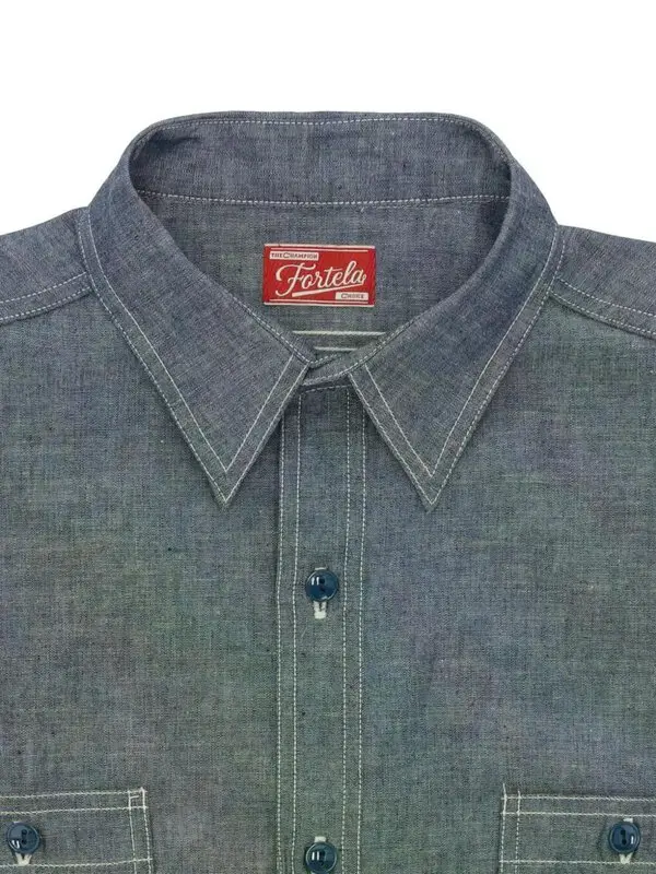 FORTELA Otero Patch-pocket Chambray Shirt - Blue