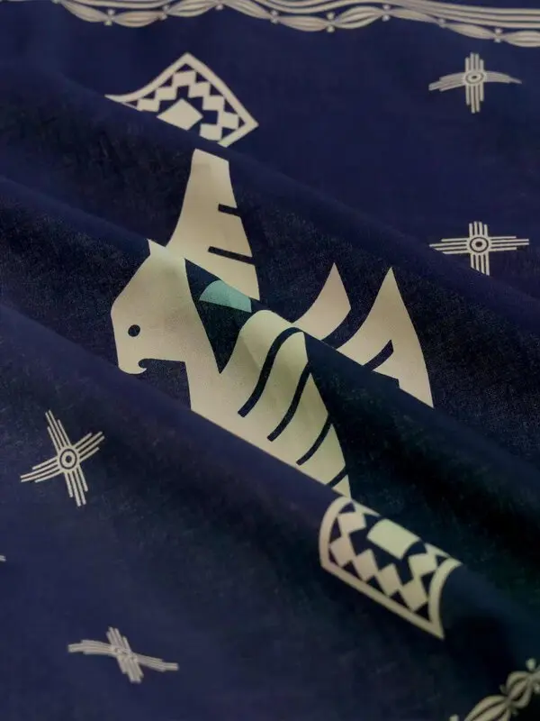 FORTELA Bird-motif Bandana - Blue