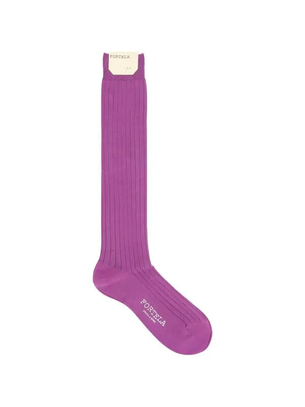 FORTELA Ribbed Knee-high Socks - Purple