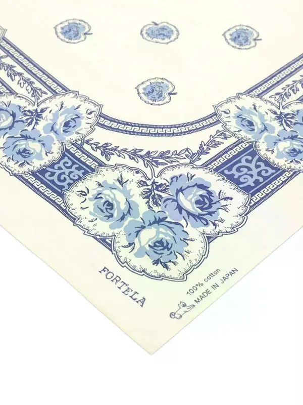 FORTELA Floral -print Cotton Bandana - Neutrals