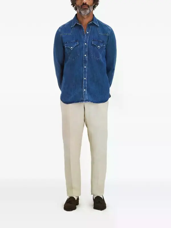 FORTELA Ntex Texan Front Yoke Flapped Shirt - Blue