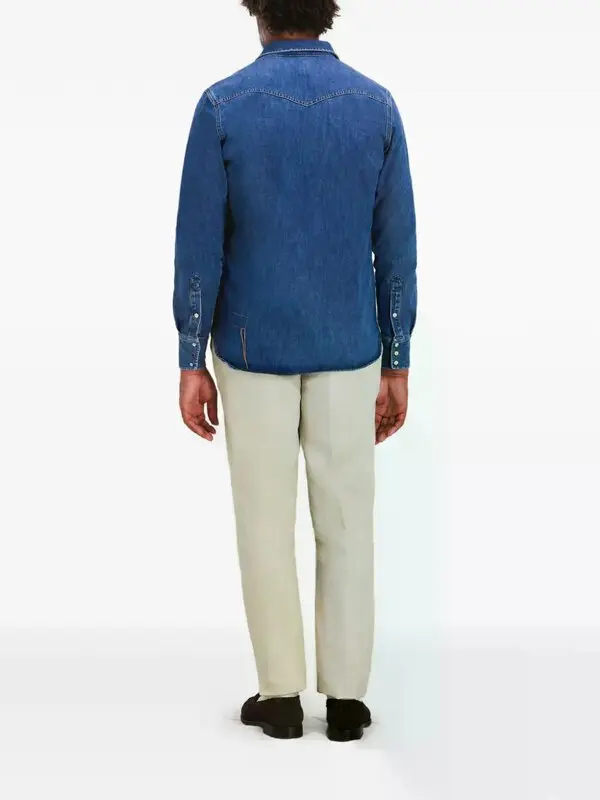 FORTELA Ntex Texan Front Yoke Flapped Shirt - Blue