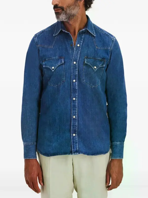 FORTELA Ntex Texan Front Yoke Flapped Shirt - Blue