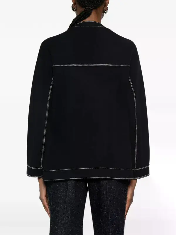 Sandro Contrast Stitch Cardigan - Blue