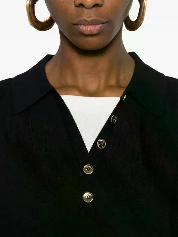 Sandro Polo Collar Button-embellished Sweater - Blue