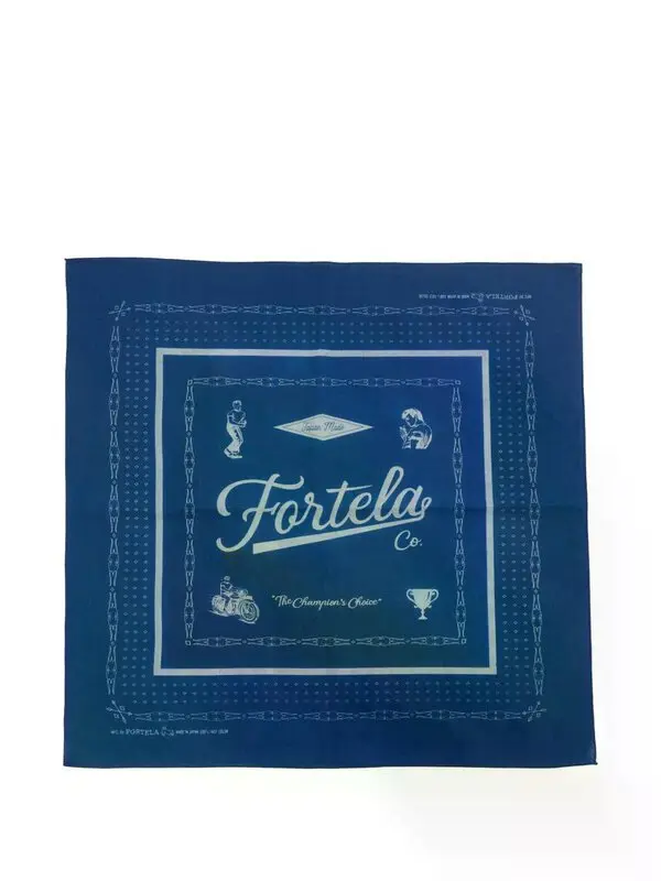 FORTELA Logo-print Muslin Bandana - Blue