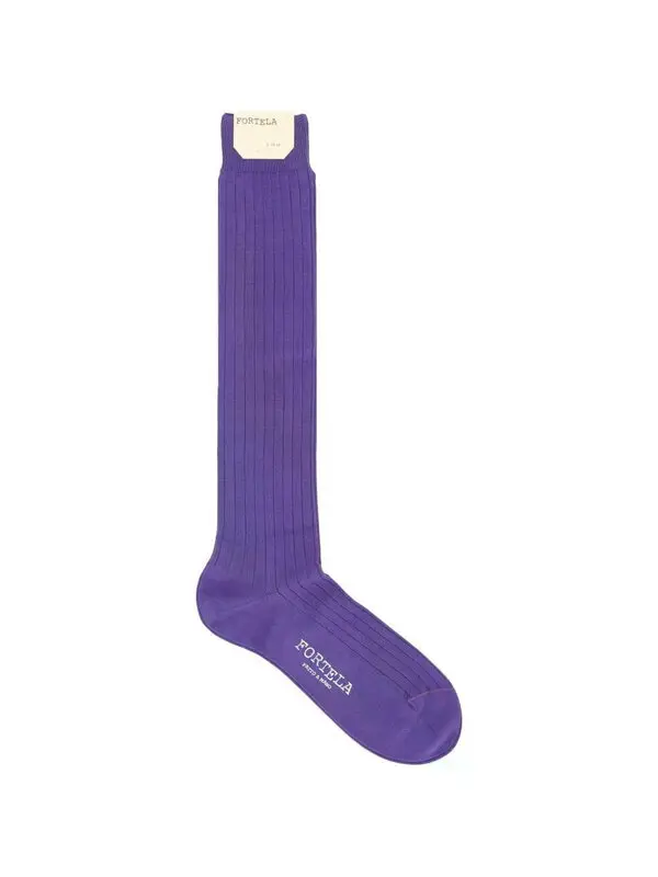 FORTELA Lisle Ribbed Knee-high Socks - Purple
