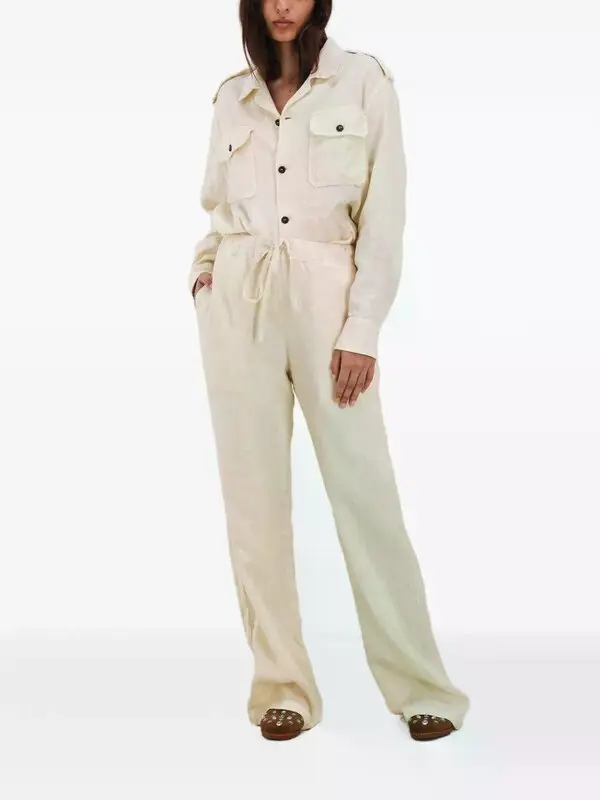 FORTELA Drawstring Wide Leg Trousers - Neutrals