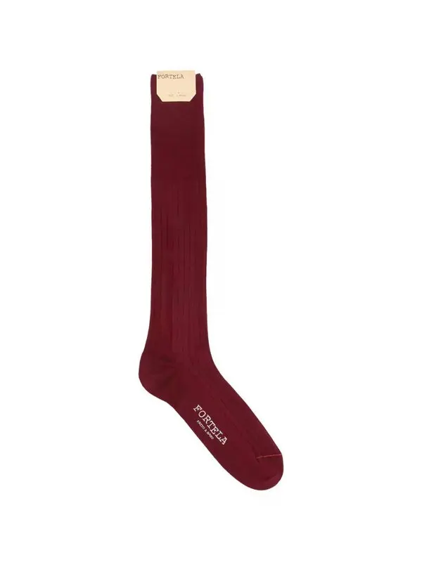 FORTELA Ribbed Knee-high Socks - Red