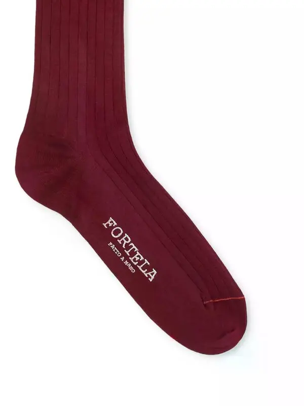 FORTELA Ribbed Knee-high Socks - Red