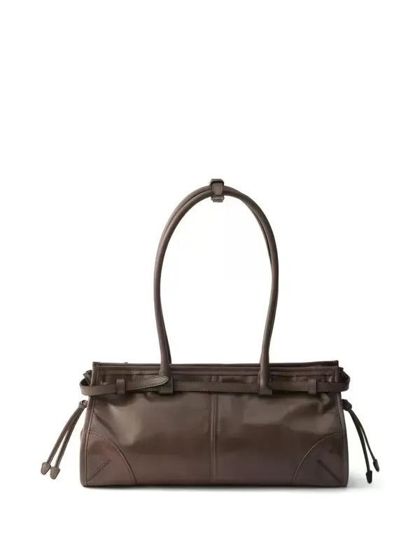 Prada Leather Bonnie Tote Bag - Brown
