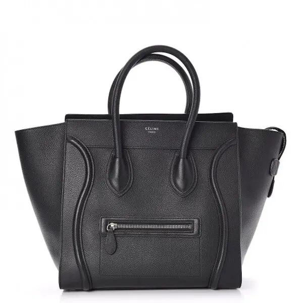 Celine Luggage Drummed Calfskin Mini - Black