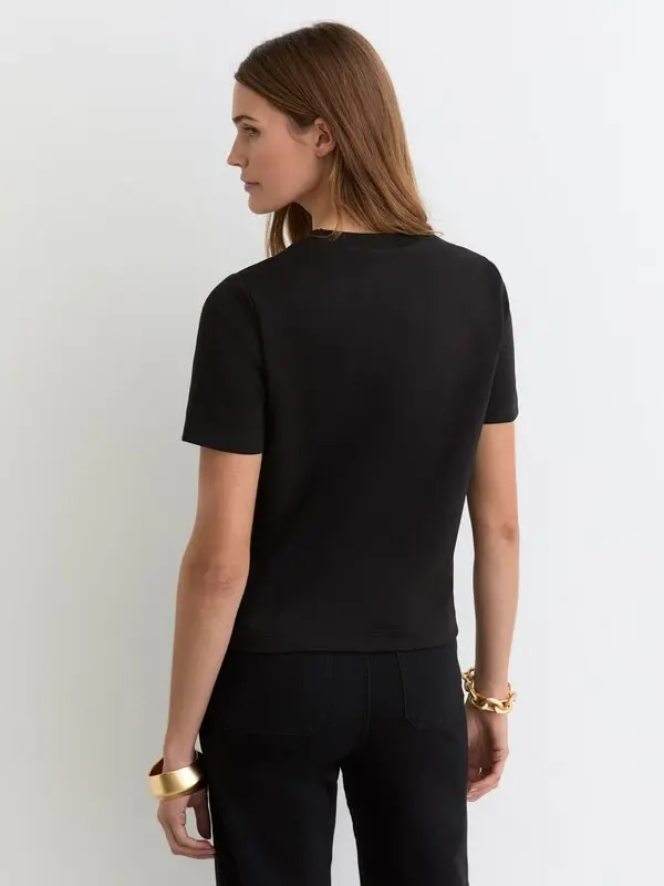 REISS Josie Stretch-cotton Ribbed-neck T-shirt - Black