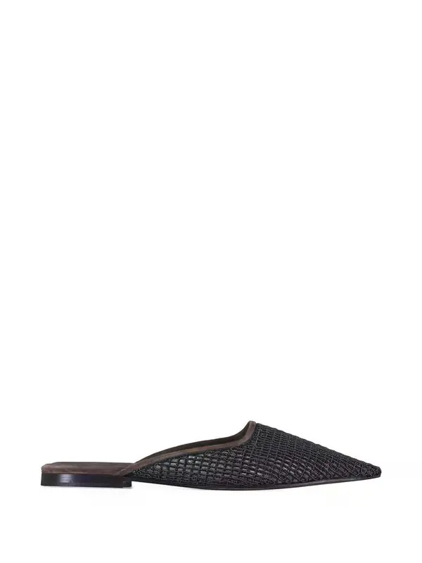 Brunello Cucinelli Embroidered Net Mules - Black
