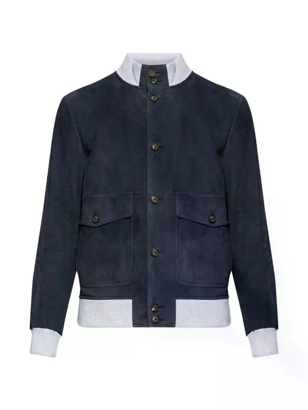 Eleventy Leather Jacket - Blue