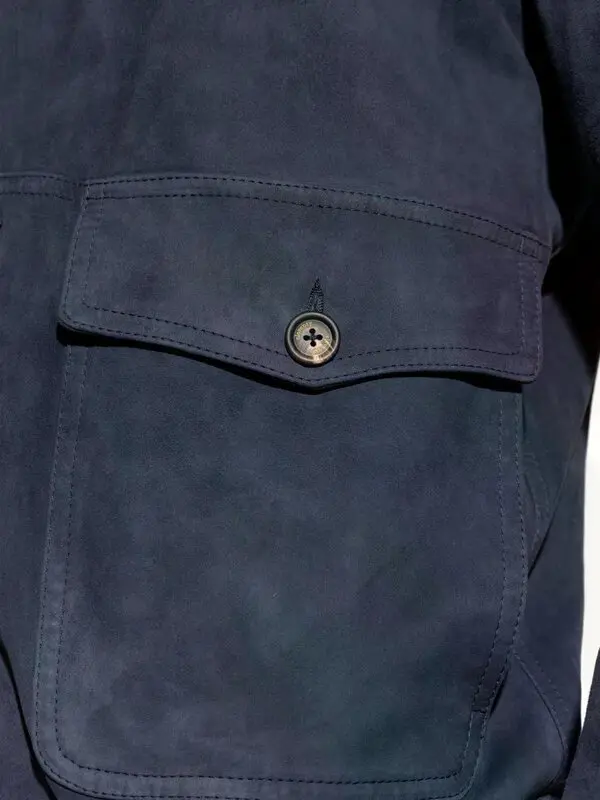 Eleventy Leather Jacket - Blue