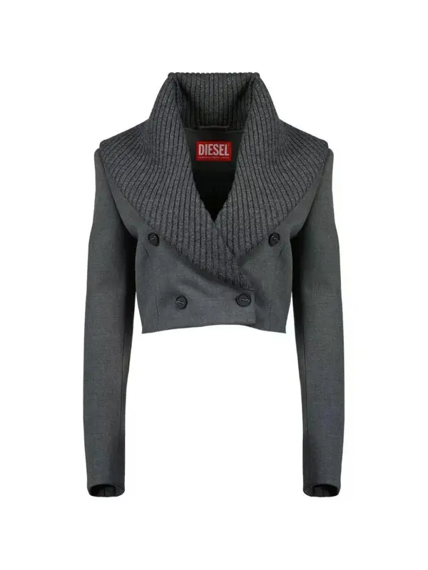 DIESEL® Button Shawl Collar Cropped Jacket