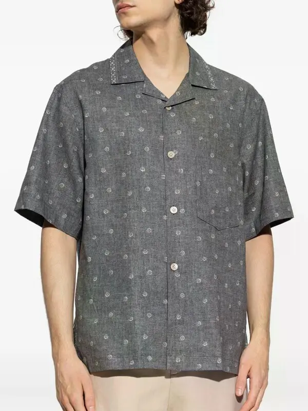 Eleventy Collared Polka Dot Shirt - Grey