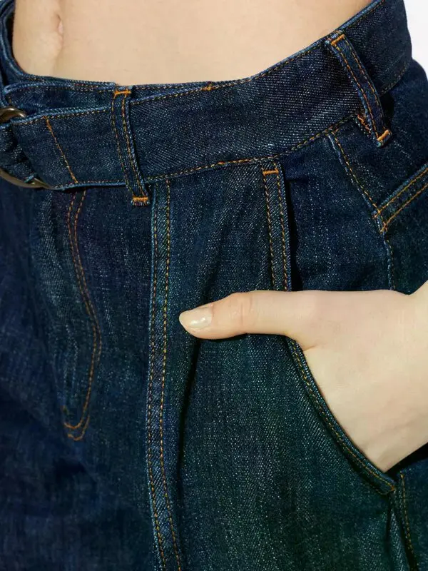 Loewe Belted Pleated Wide-leg Jeans