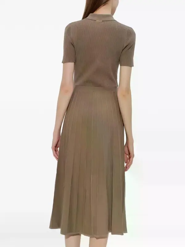 Michael Kors Half-button Pleated Midi Dress