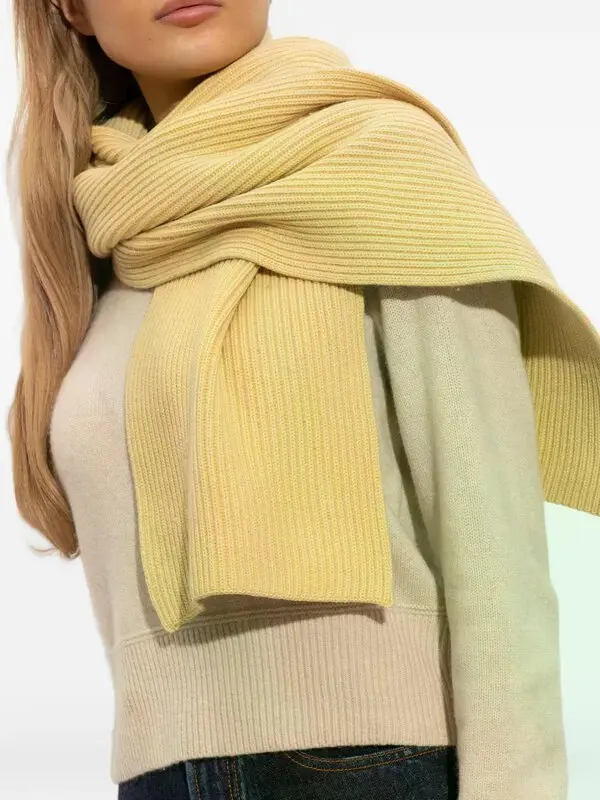 Isabel Marant Étoile Marion Ribbed-knit Logo-patch Scarf - Yellow