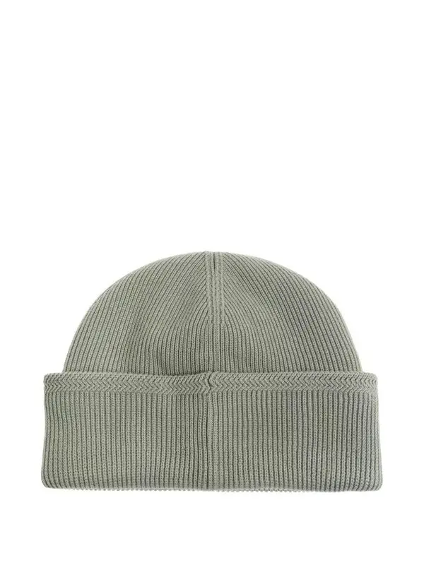 Stone Island Ribbed Beanie With Logo Patch - Grey