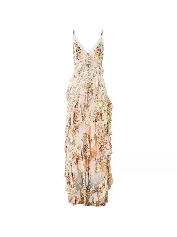 Camilla Floral Ruffled Dress - Neutrals