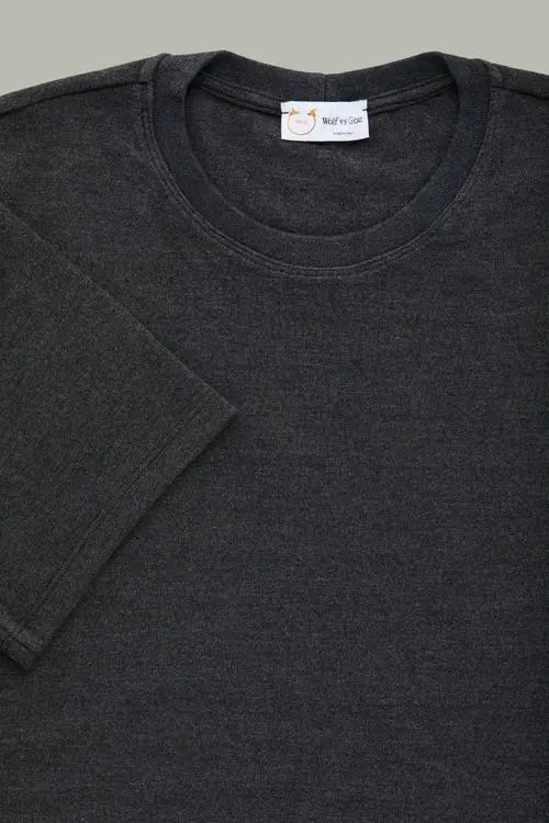 WOLF VS. GOAT (WVG) Heavyweight Viscose Interlock Short Sleeve Crewneck - Black