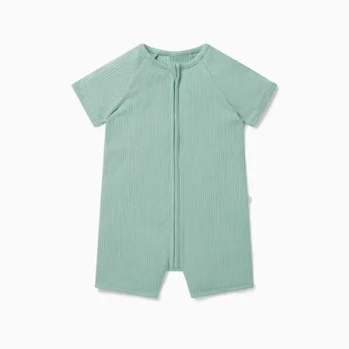 MORI Ribbed Zip-up Sleepsuit - Mint