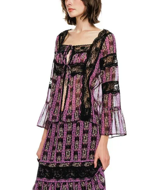 Anna Sui Cameo Stripe Print Tie Blouse