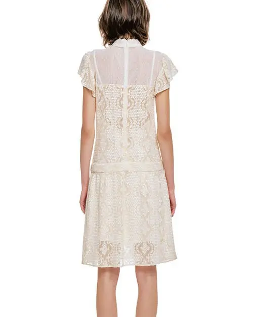 anna sui white lace dress Anthropologie Anna Sui Embroidered Eyelet Maxi Dress Size 12