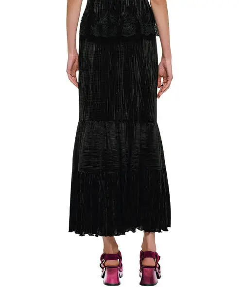 Anna Sui Plisse Tiered Maxi Skirt