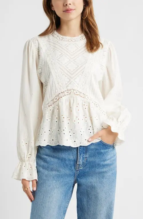 Treasure & Bond Mixed Media Lace Top