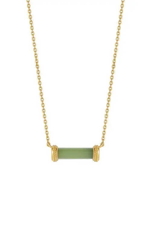 KARMA AND LUCK Harmonious Path Jade Inlay Gold Necklace - Gold/green