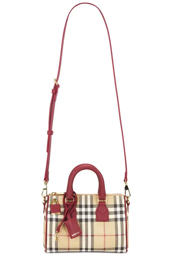 Burberry Mini Bowling Bag - Vintage Check & Ruby