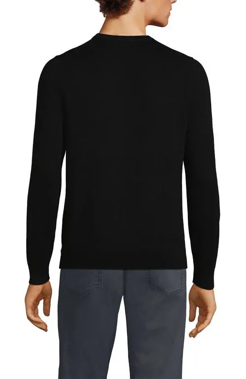 LANDS' END Fine Gauge Cotton Crew Neck Sweater - Black
