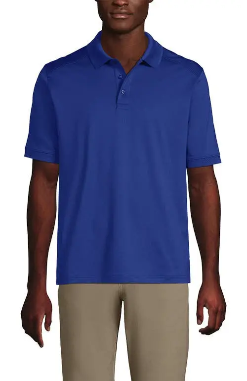 LANDS' END Short Sleeve Rapid Dry Active Polo Shirt - Dark Cobalt Blue