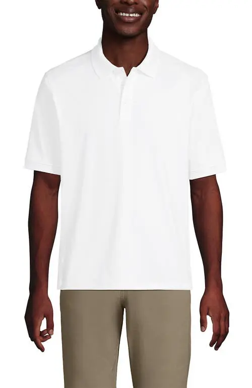 LANDS' END Short Sleeve Rapid Dry Active Polo Shirt - White