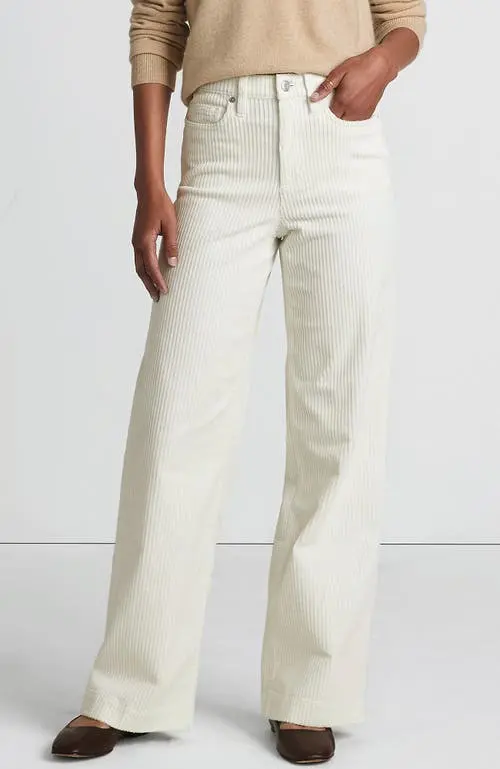 LANDS' END High Rise Wide Leg Corduroy Pants - Ivory