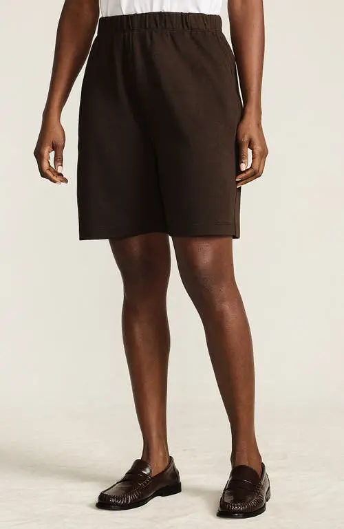 LANDS' END Sport Knit High-rise Shorts - Rich Coffee