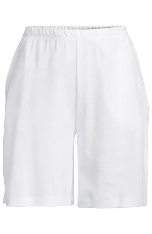 LANDS' END Sport Knit High-rise Shorts - White