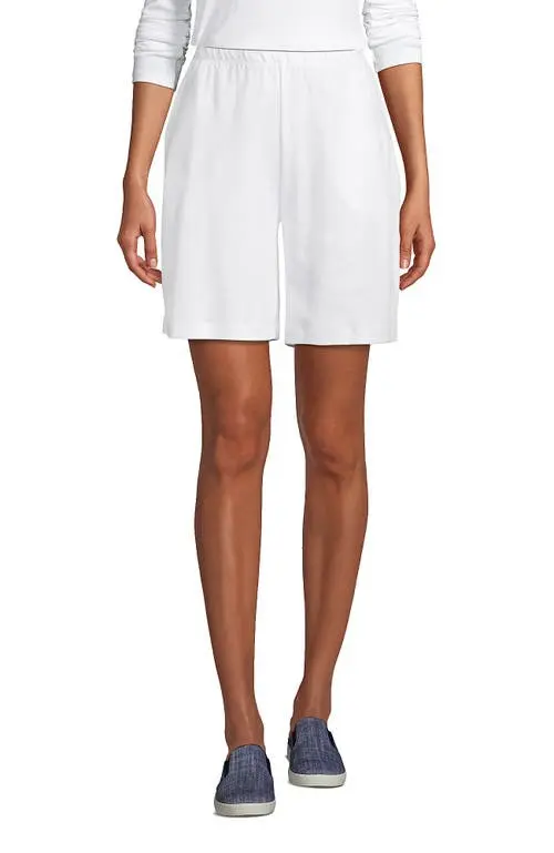 LANDS' END Sport Knit High-rise Shorts - White