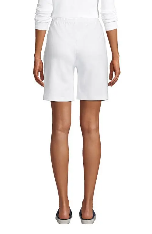 LANDS' END Sport Knit High-rise Shorts - White