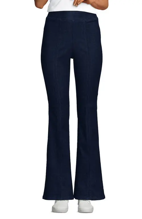 LANDS' END Adaptive Lycra High Rise Pull On Flare Jeans - River Rinse