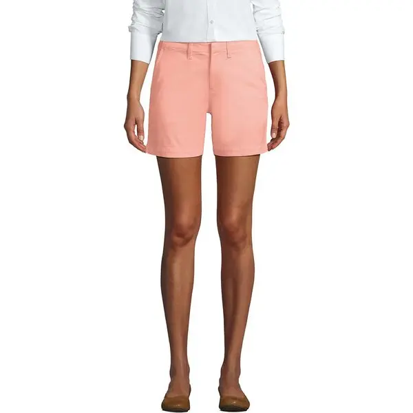 LANDS' END Classic 7" Chino Shorts With Elastic Back - Crisp Peach