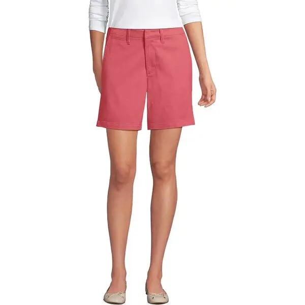 LANDS' END Classic 7" Chino Shorts With Elastic Back - Soft Mojave Rose