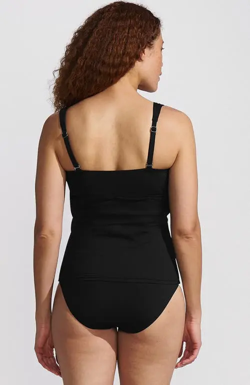 LANDS' END D-cup V-neck Plunge X-back Tankini Top - Black