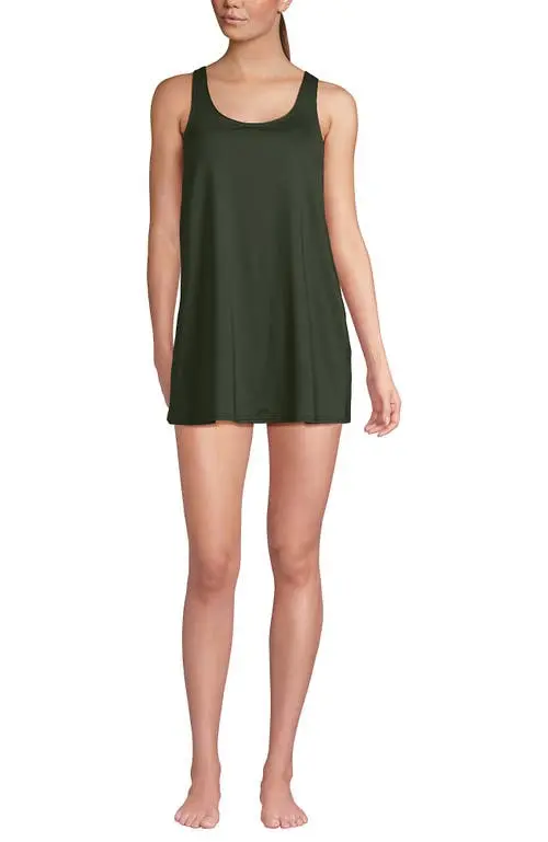 LANDS' END Swim Dress One Piece Swimsuit - Rich Olive Green