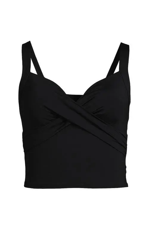LANDS' END D-cup Wirefree Wrap Tankini Top - Black